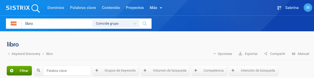 Investigación de palabras clave con Keyword Discovery - SISTRIX